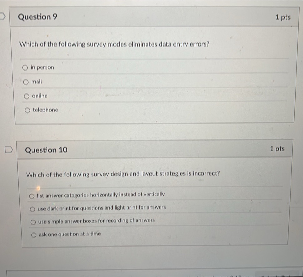 Question 9 Which of the following survey | StudyX