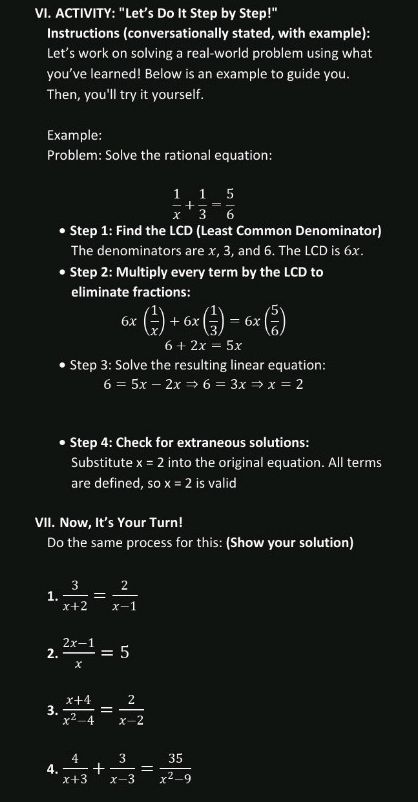 Solve the rational equation: $ {1}{x} + | StudyX