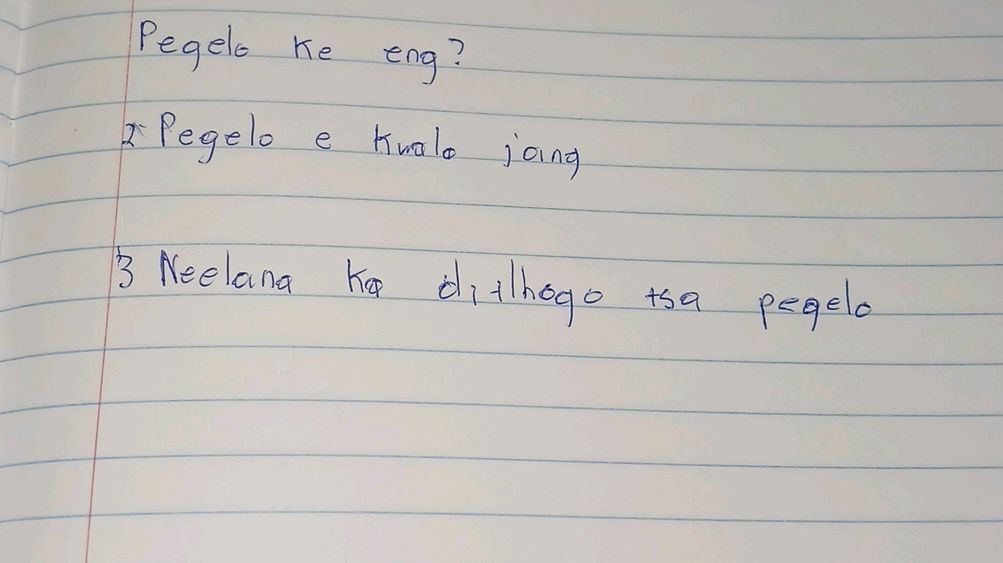 Pegelo ke eng? 1 Pegelo e kwalo jang 2 | StudyX