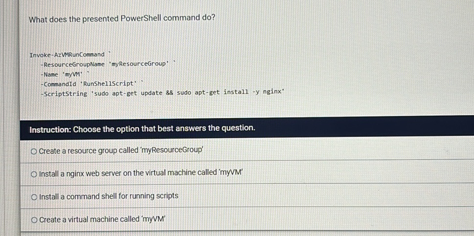 What does the presented PowerShell command | StudyX