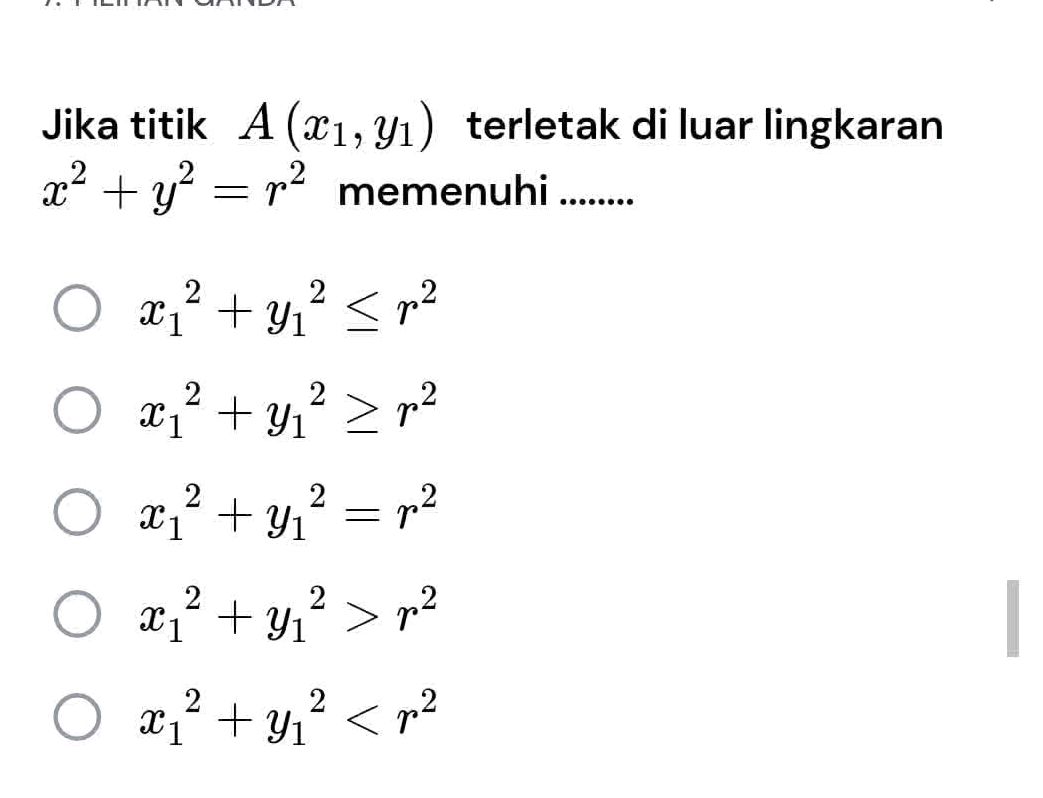 Jika titik $A(x_1, y_1)$ terletak di luar | StudyX