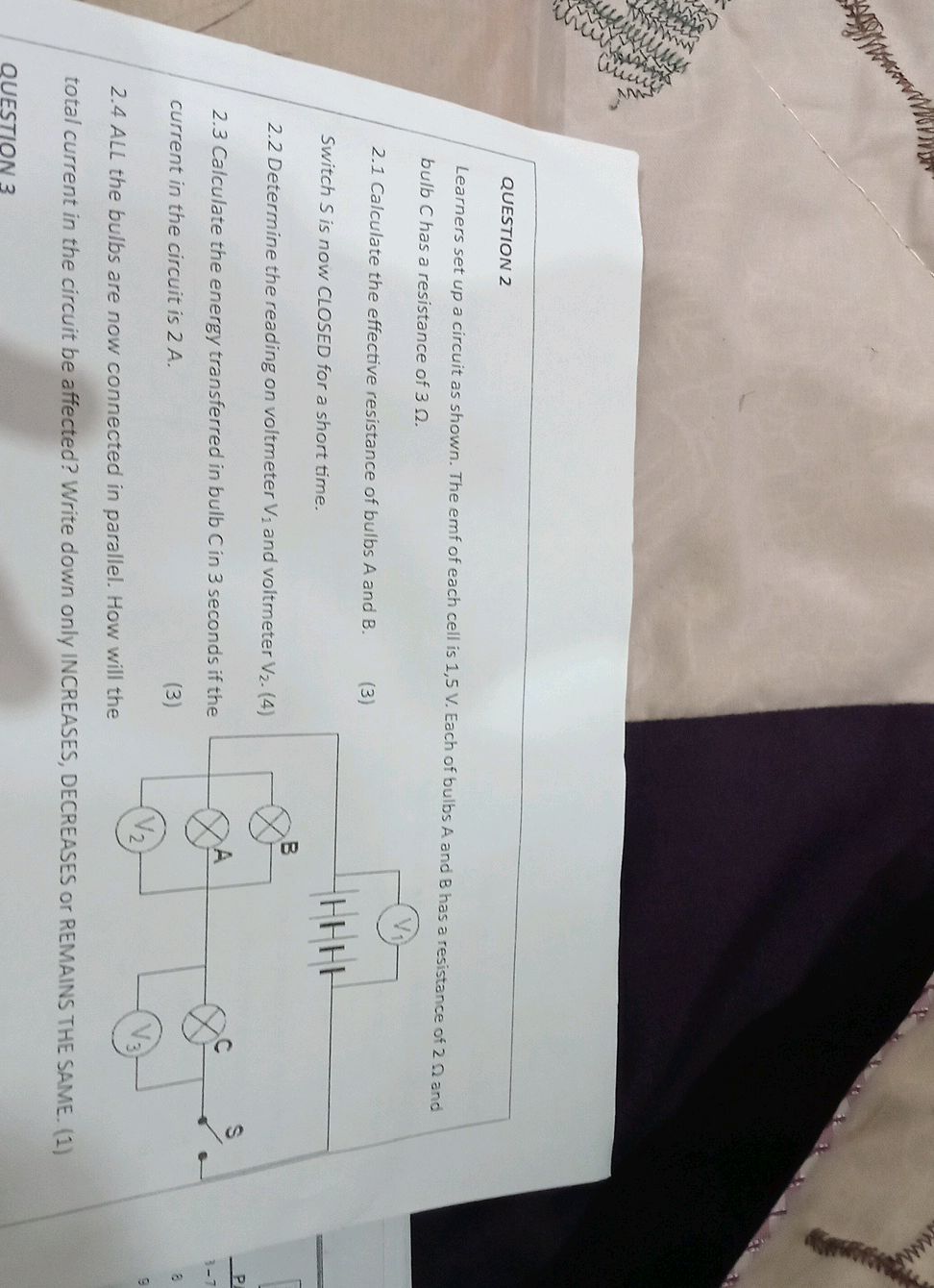 QUESTION 2 Learners set up a circuit as | StudyX