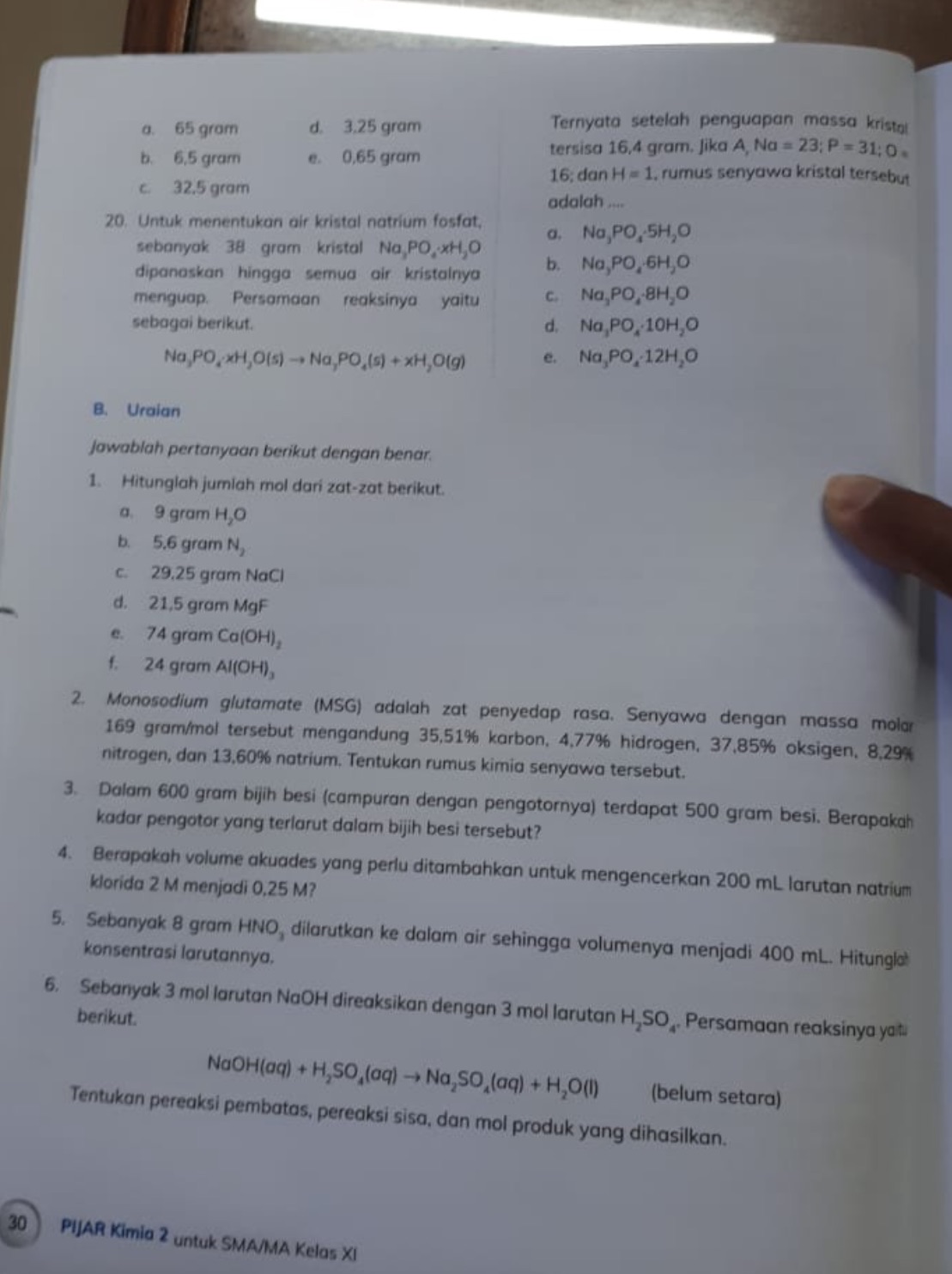 Untuk menentukan air kristal natrium fosfat,