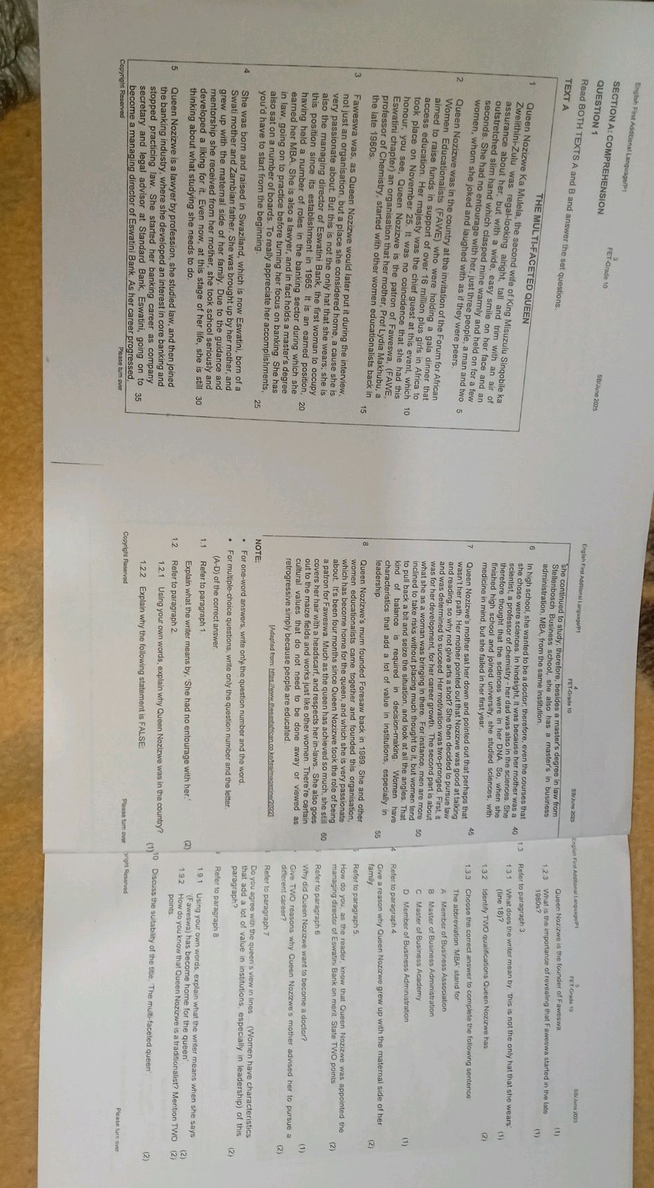 Read BOTH TEXTS A and B and answer the set