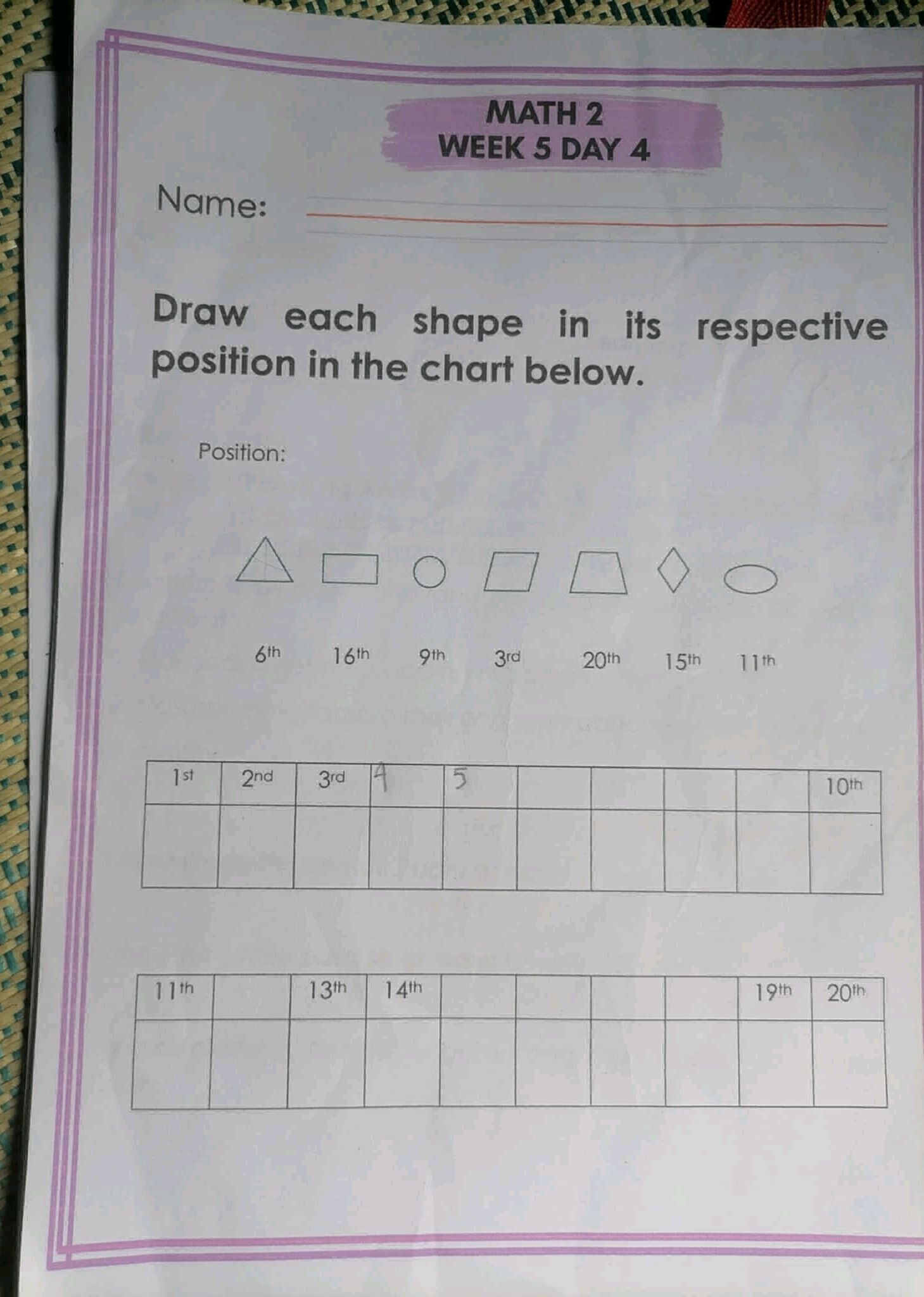 Draw each shape in its respective position | StudyX