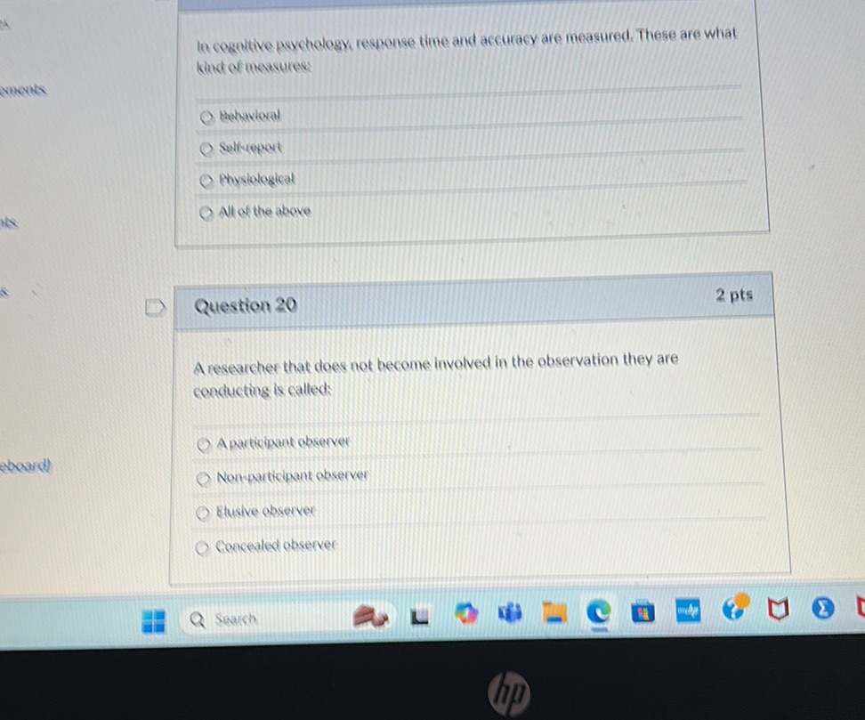In cognitive psychology, response time and | StudyX