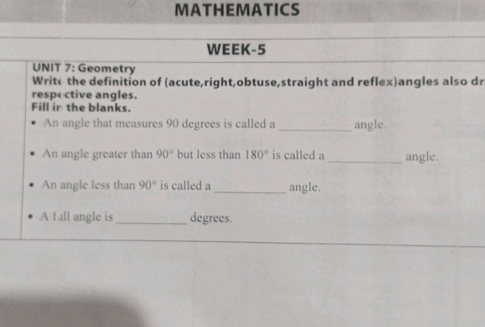 Write the definition of (acute, right, | StudyX