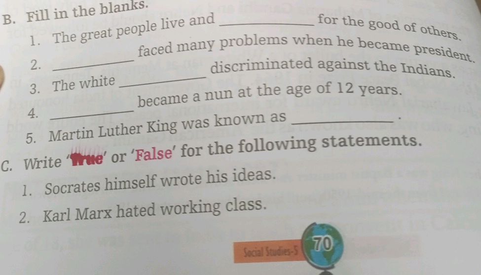 B. Fill in the blanks. 1. The great people | StudyX