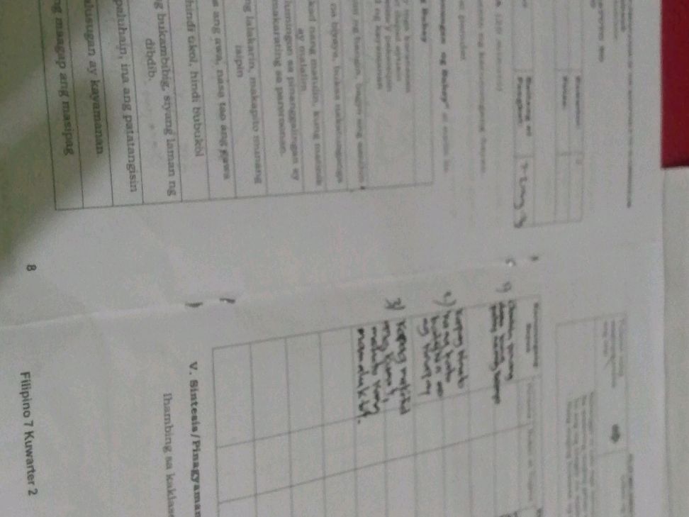 V. Sintesis/Pinagyaman Ihambing sa kaklase | StudyX