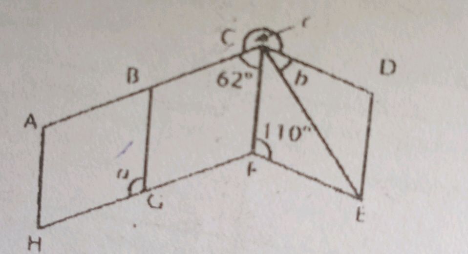 Find the value of angles a, b, and c. In | StudyX