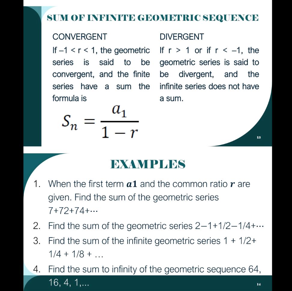 SUM OF INFINITE GEOMETRIC SEQUENCE | StudyX