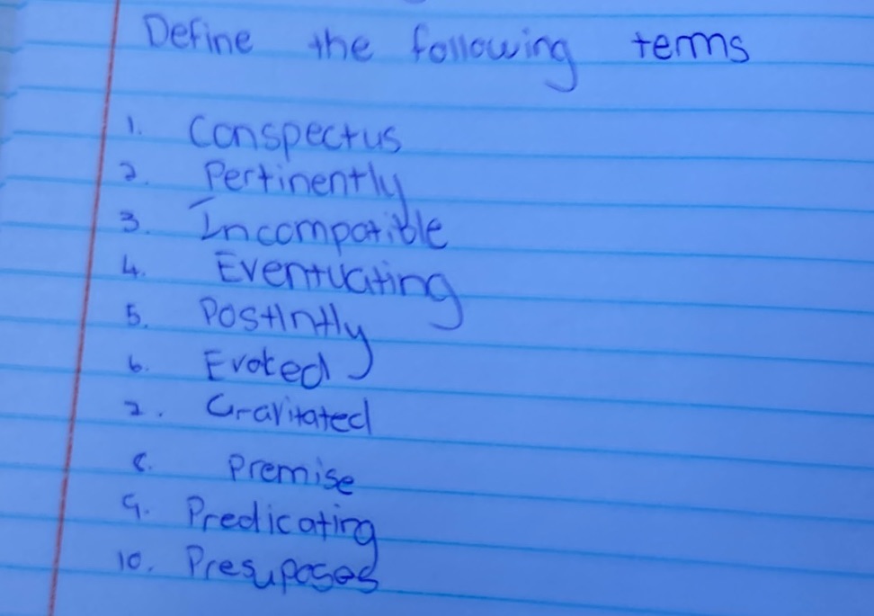 Define the following terms. 1. Conspectus | StudyX