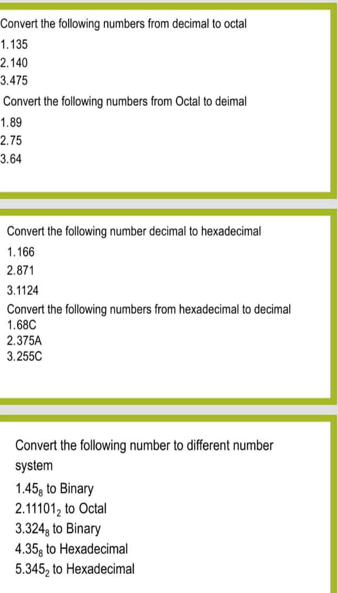 Convert the following numbers from decimal | StudyX