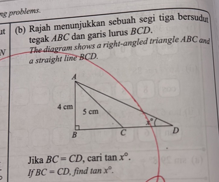 (b) Rajah menunjukkan sebuah segi tiga | StudyX