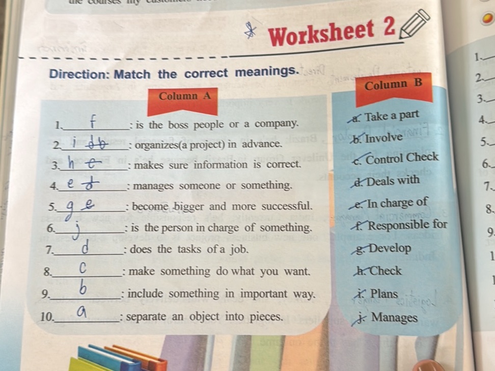 Direction: Match the correct meanings. | | StudyX