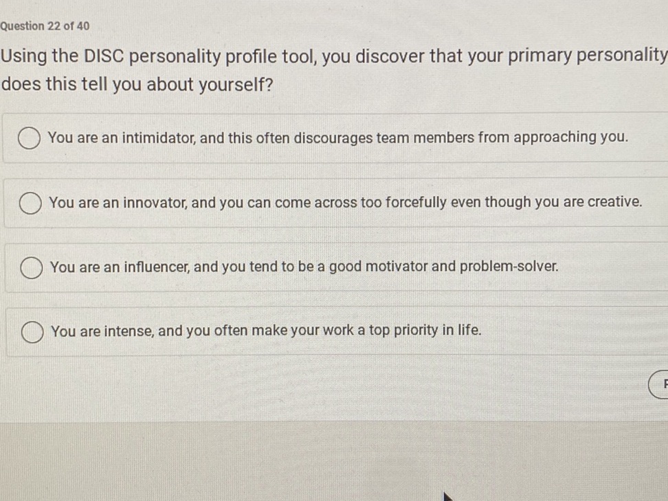 Using the DISC personality profile tool, you | StudyX