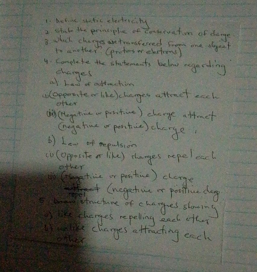 1. Define static electricity. 2. State the | StudyX