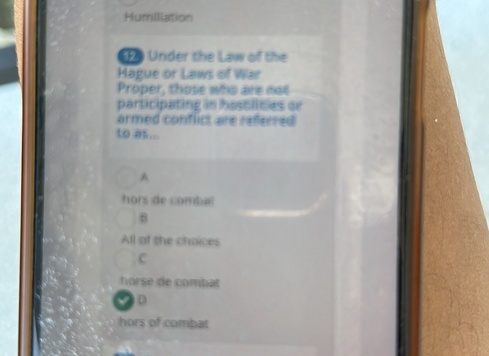 12 Under the Law of the Hague or Laws of War