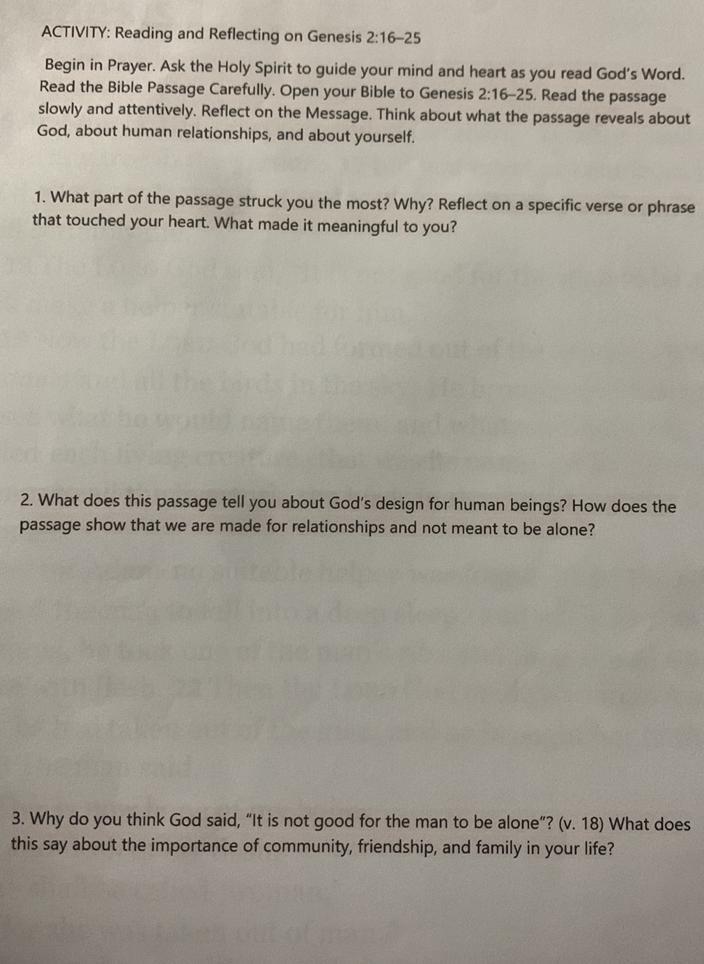 What part of the passage struck you the