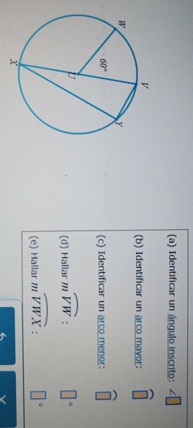 (a) Identificar un ángulo inscrito: