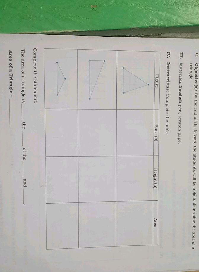 Complete the statement: The area of a | StudyX