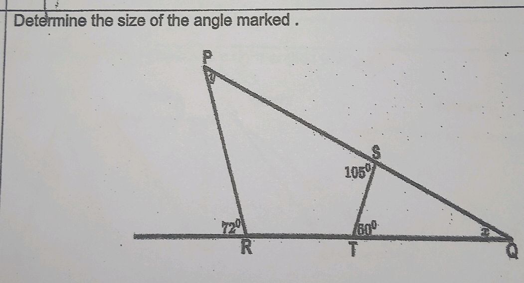 Determine the size of the angle marked. In | StudyX