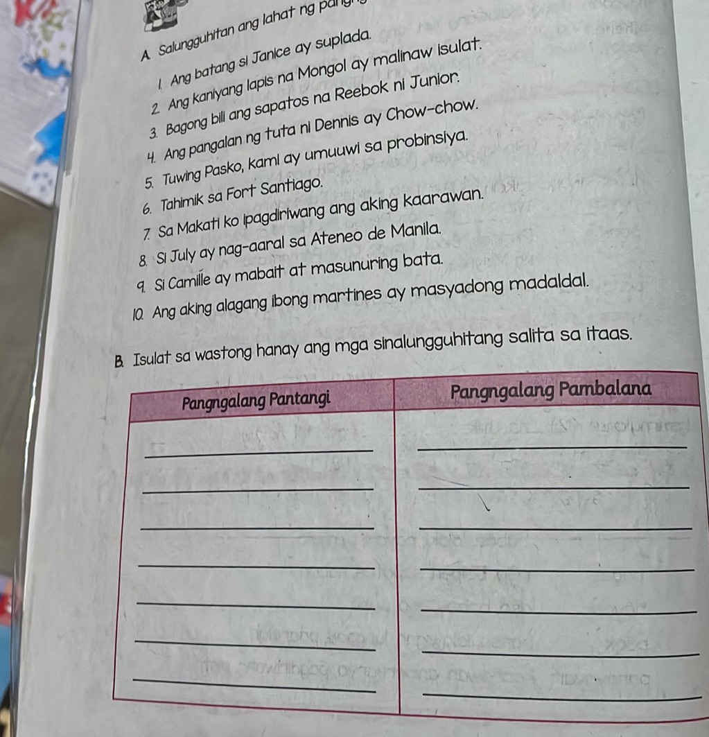 A. Salungguhitan ang lahat ng pangngalan. | StudyX