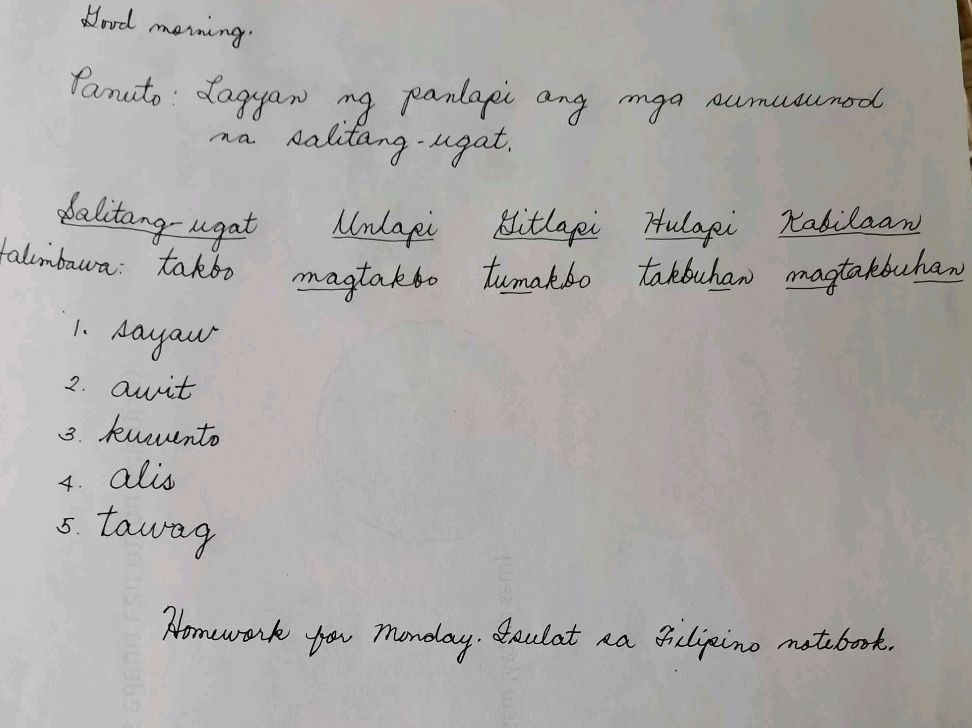 Panuto: Lagyan ng panlapi ang mga sumusunod | StudyX