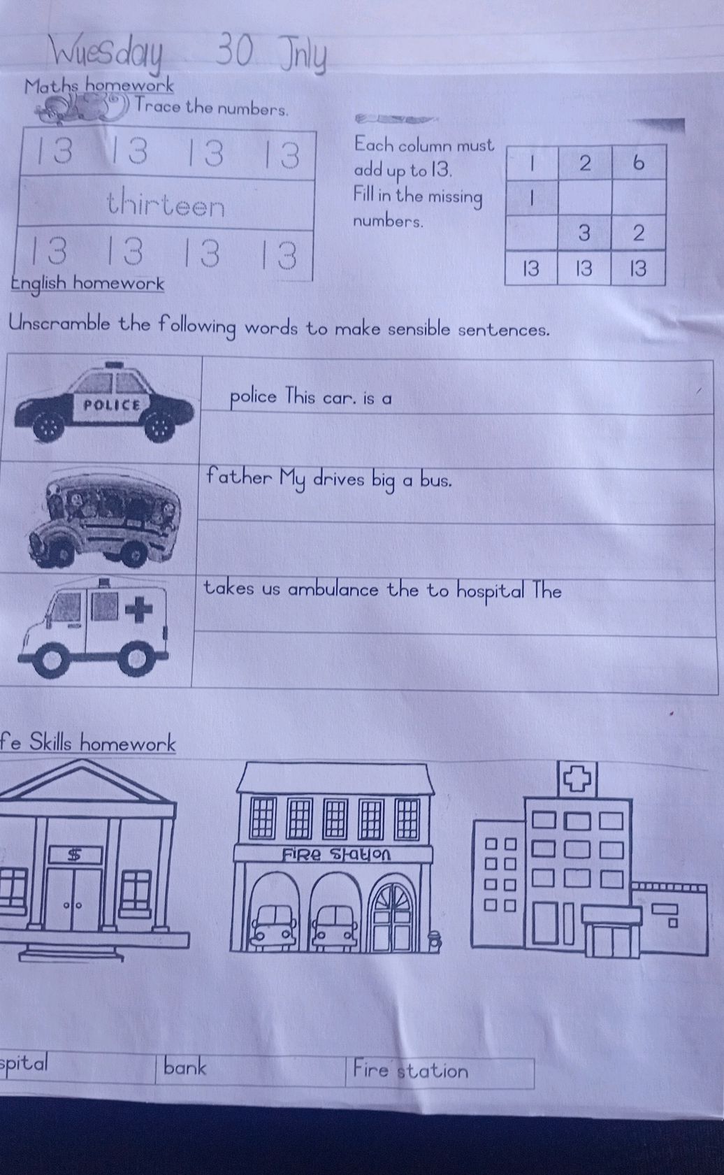 Trace the numbers. 13 13 13 13 thirteen 13 | StudyX