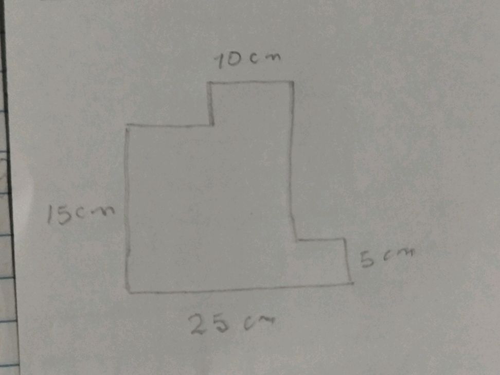 The image shows a composite shape with the
