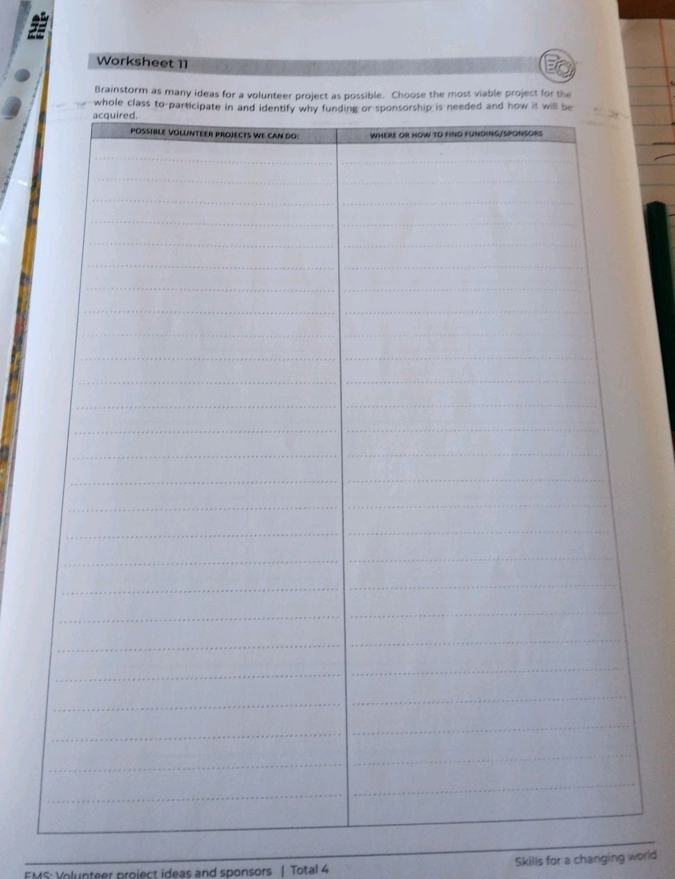 Worksheet 11 Brainstorm as many ideas for a | StudyX