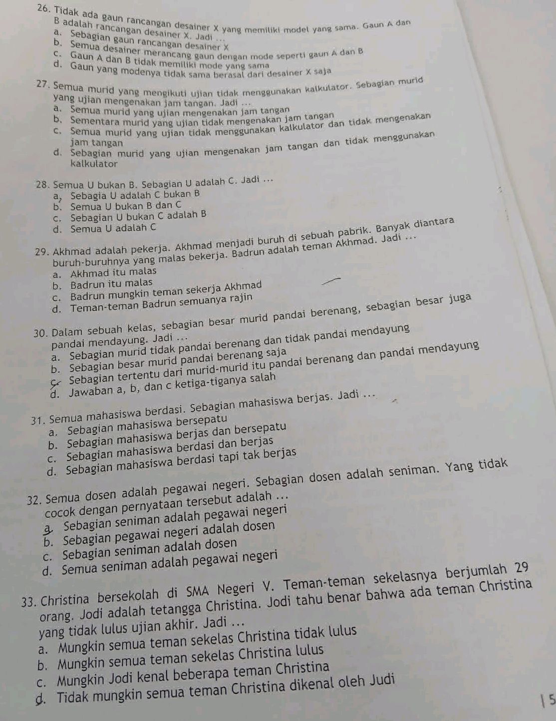 26. Tidak ada gaun rancangan desainer X yang | StudyX