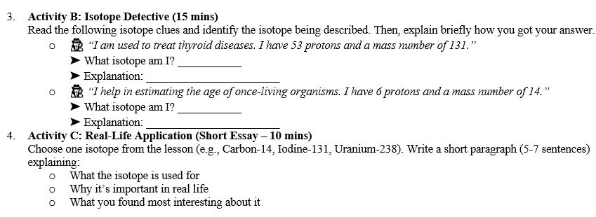 3. Activity B: Isotope Detective (15 mins) | StudyX