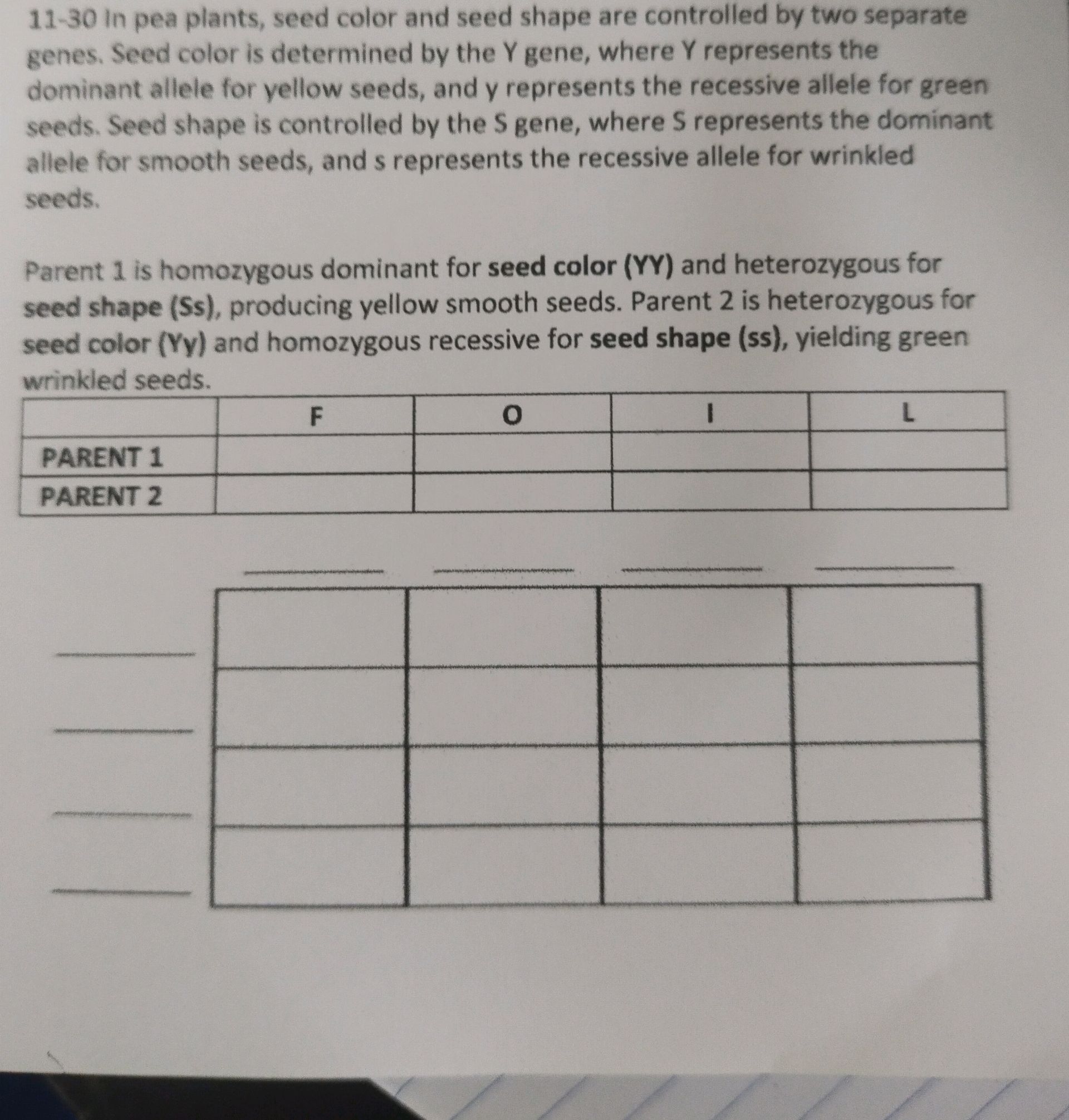 11-30 In pea plants, seed color and seed