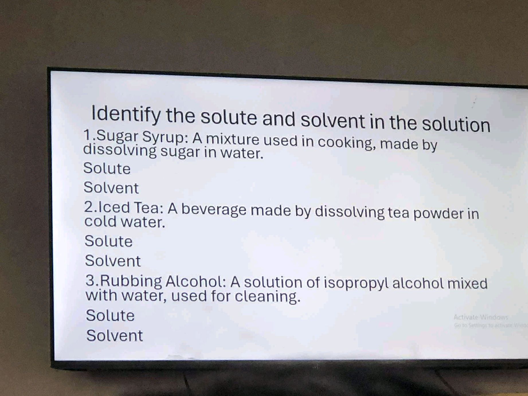Identify the solute and solvent in the