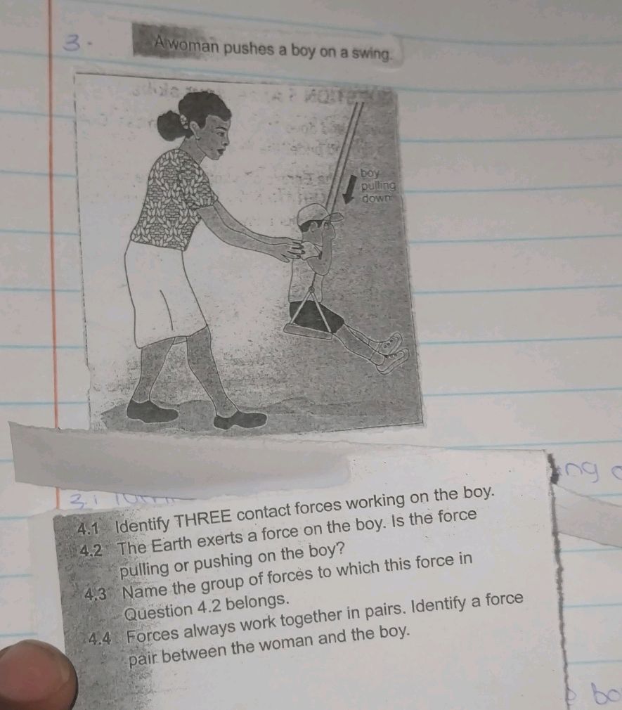 4.1 Identify THREE contact forces working on | StudyX