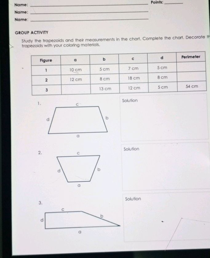 Study the trapezoids and their measurements