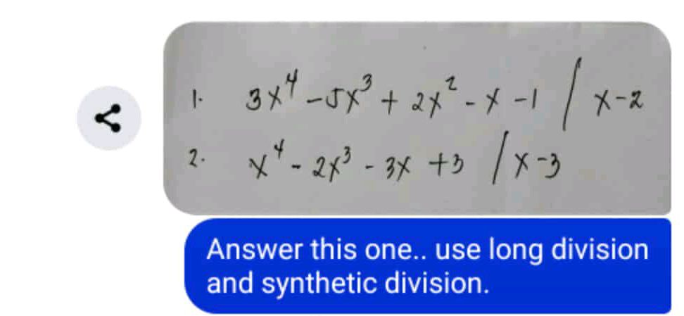 {3x^4 - 5x^3 + 2x^2 - x - 1}{x-2}$ 2.