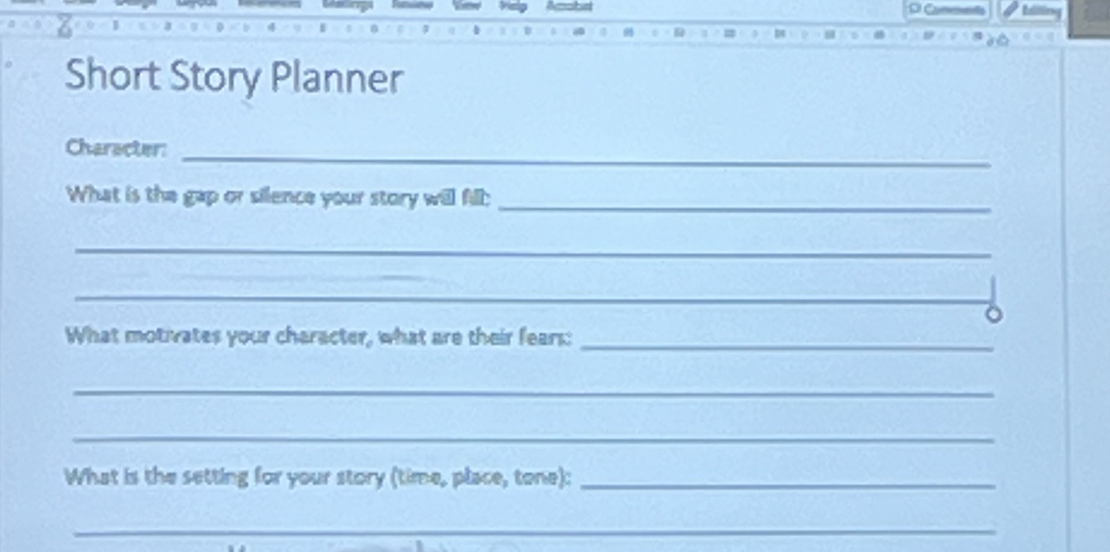 Short Story Planner Character: What is the | StudyX