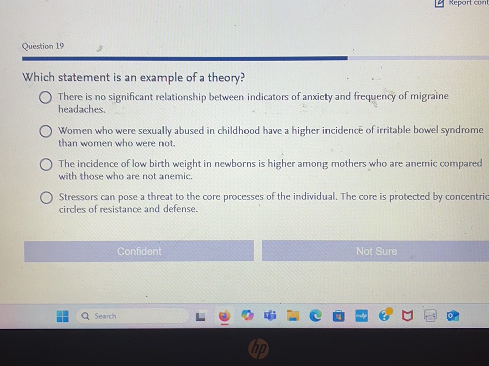 Which statement is an example of a theory? | StudyX