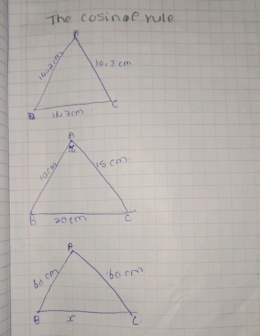 The cosine rule Diagram 1: Diagram 2: Diagram