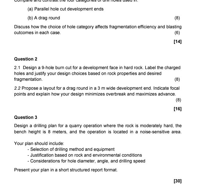 (a) Parallel hole cut development ends (b) A | StudyX
