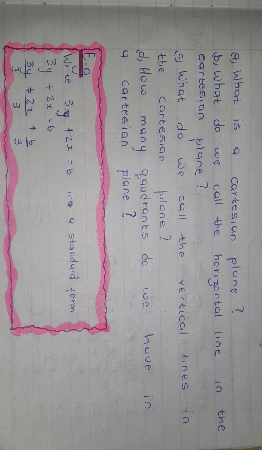 9. What is a cartesian plane? b. What do we | StudyX