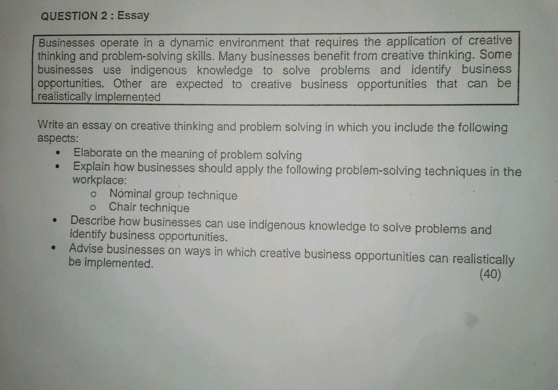 QUESTION 2: Essay Businesses operate in a | StudyX