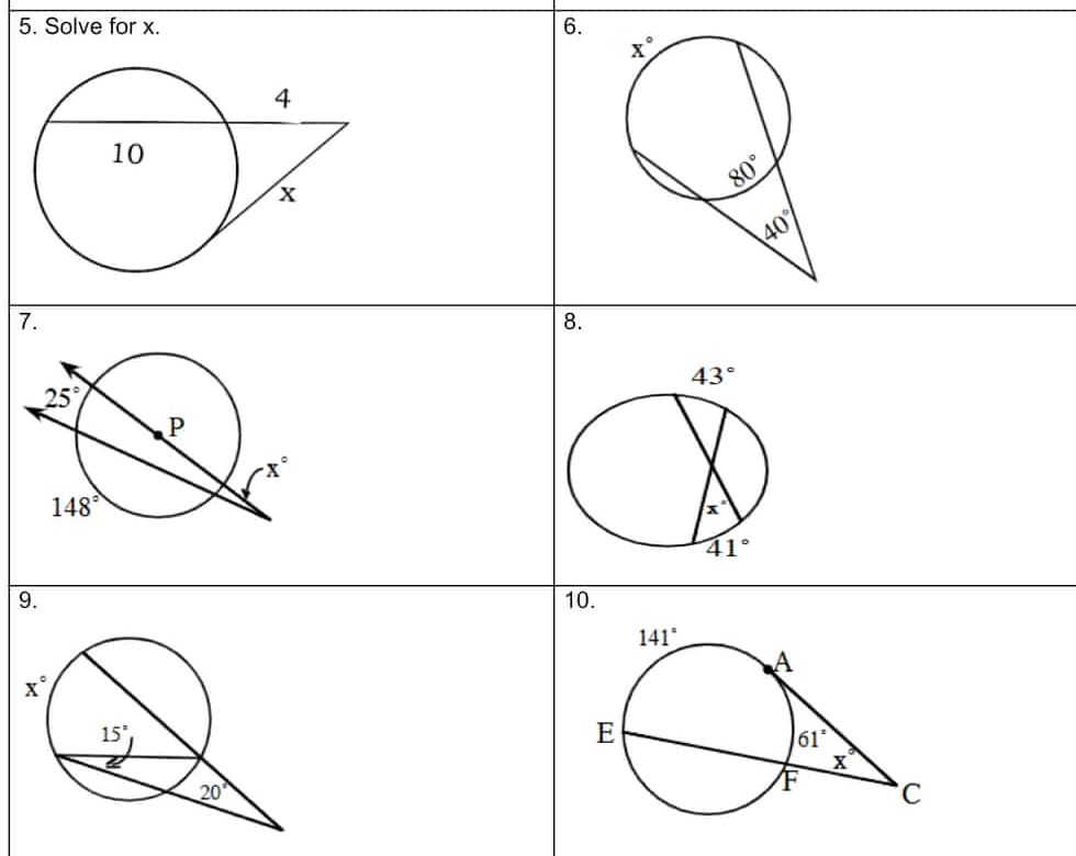 5. Solve for x. 6. Find the value of x. 7. | StudyX