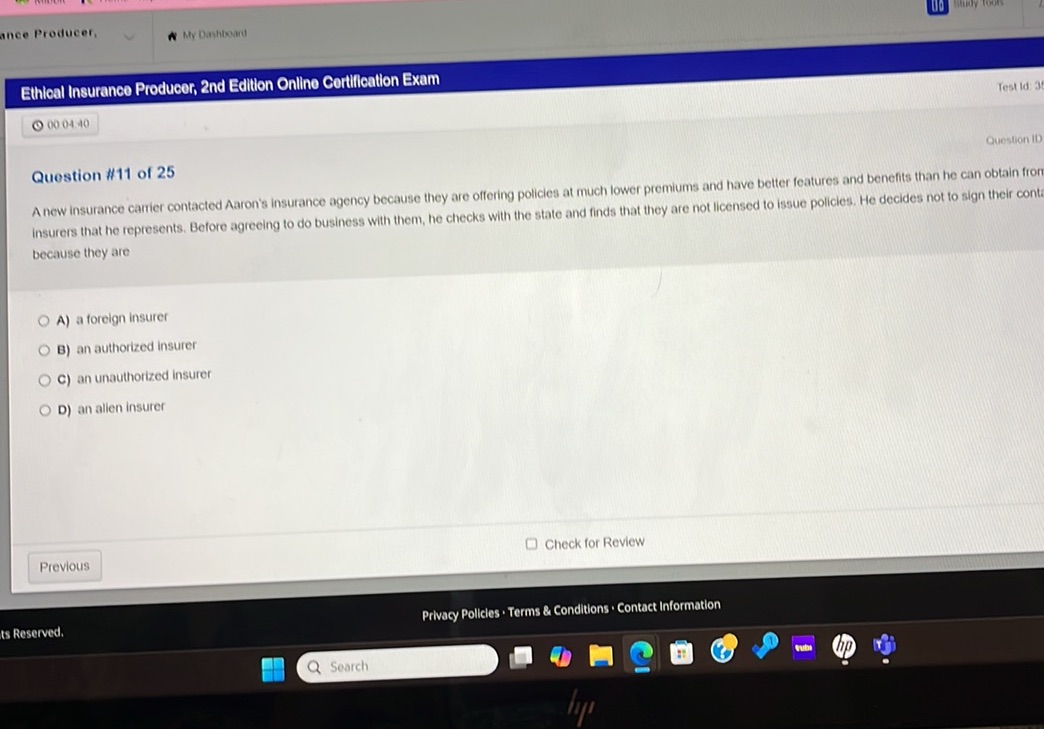 A new insurance carrier contacted Aaron's | StudyX