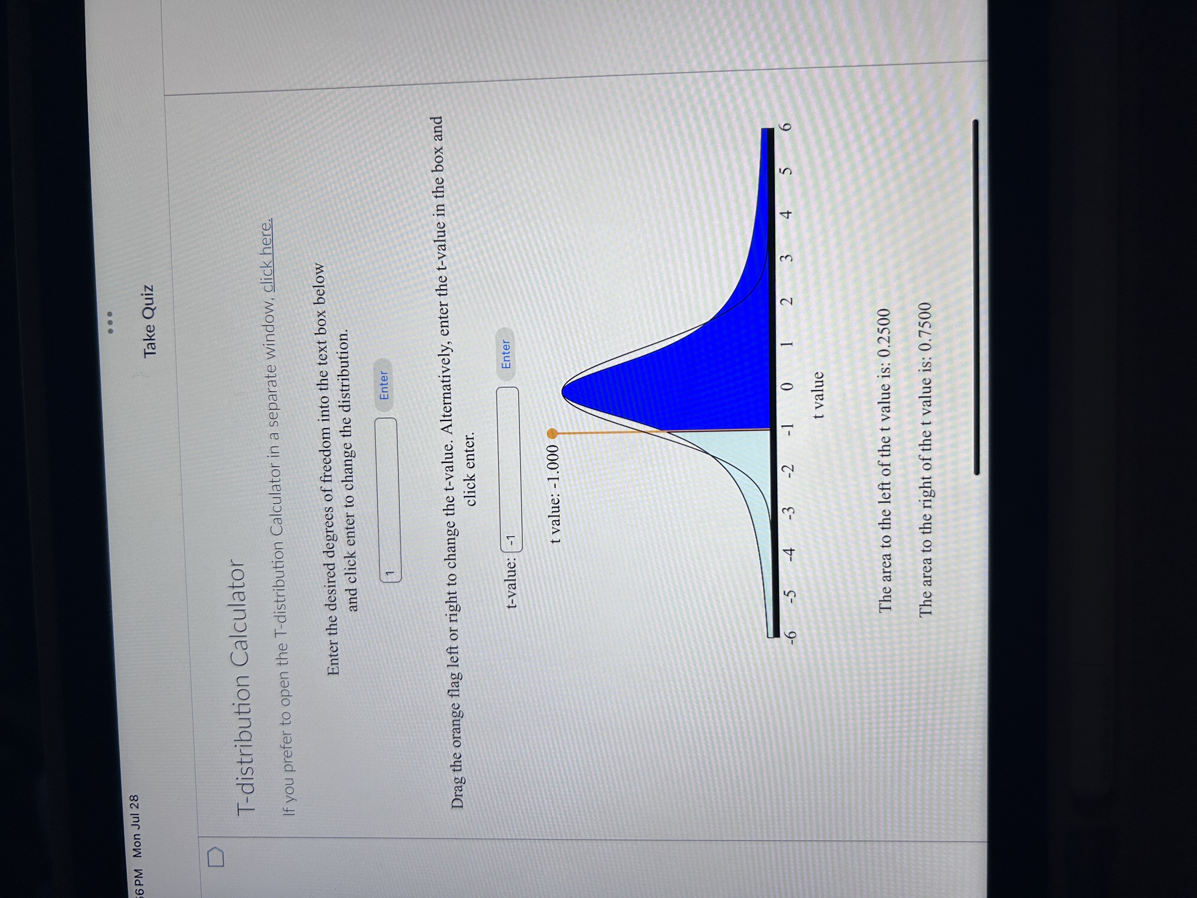 What is the T-score for the observed random