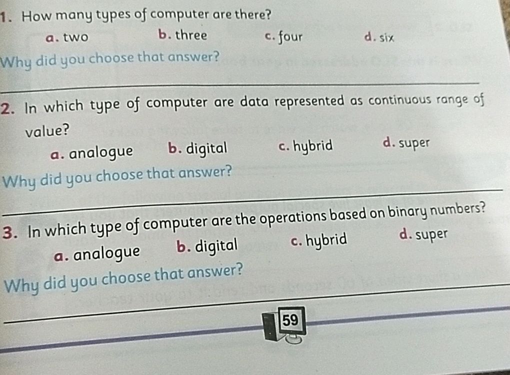 How many types of computer are there? a. two