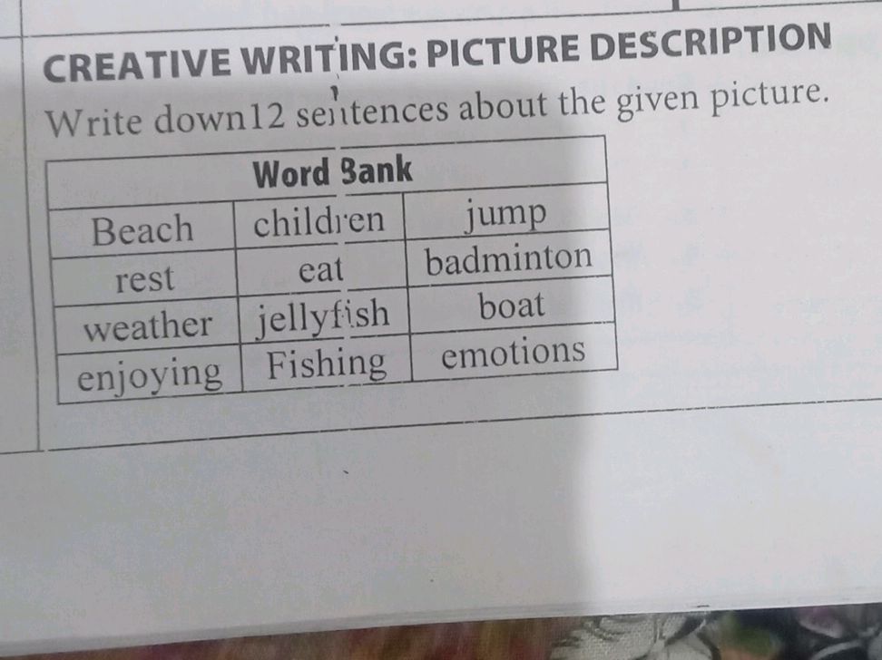 CREATIVE WRITING: PICTURE DESCRIPTION Write