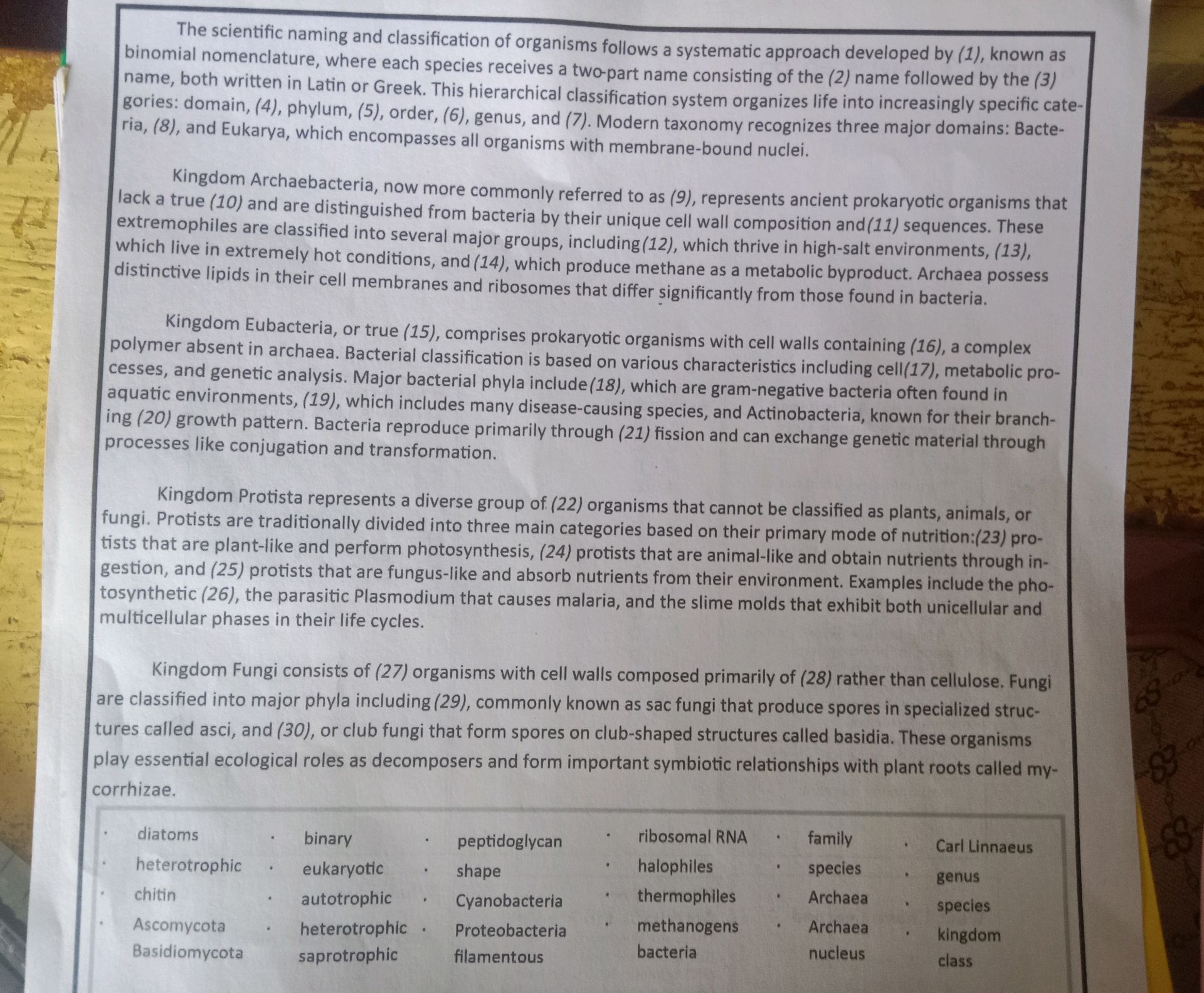 The scientific naming and classification of | StudyX